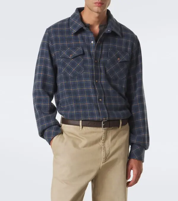 GOD'S TRUE CASHMERE Rugged Explorer Plaid Cashmere Shirt