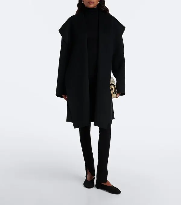 TOTEME Hooded Wool Coat - Black