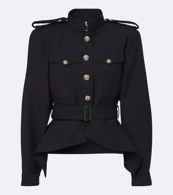 Balmain Belted Wool Jacket - Black
