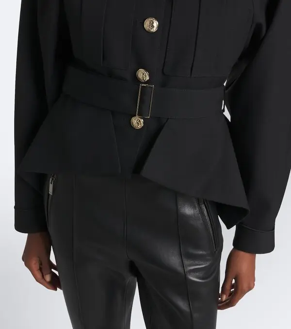 Balmain Belted Wool Jacket - Black