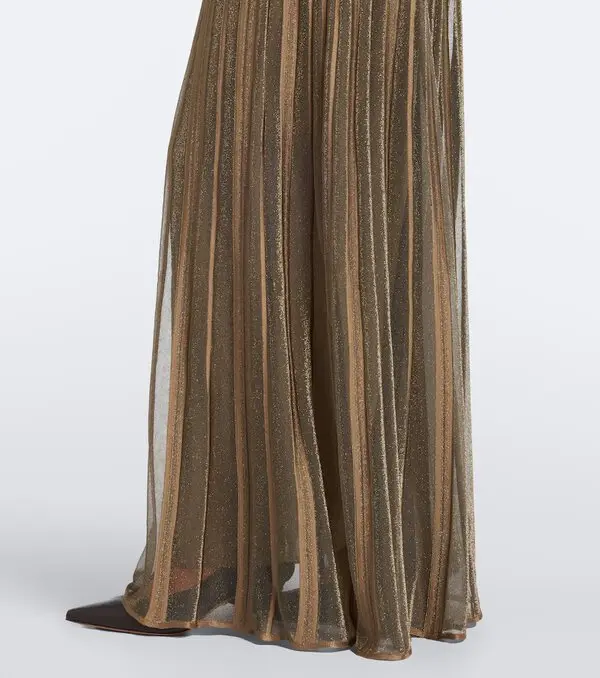 Ralph Lauren Dabney Pleated Silk-blend Lamé Gown