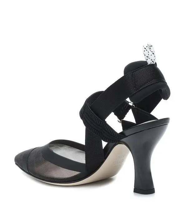 Fendi Colibrì Mesh Slingback Pumps - Black
