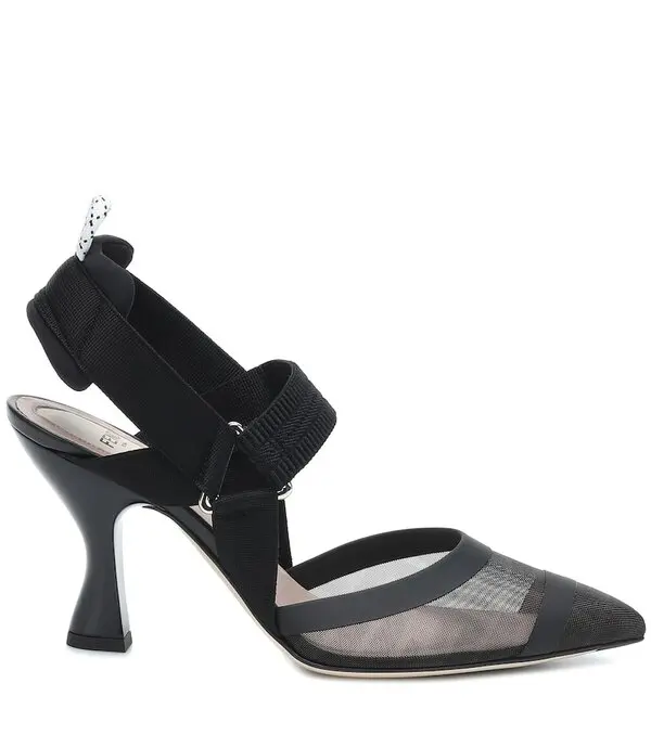 Fendi Colibrì Mesh Slingback Pumps - Black