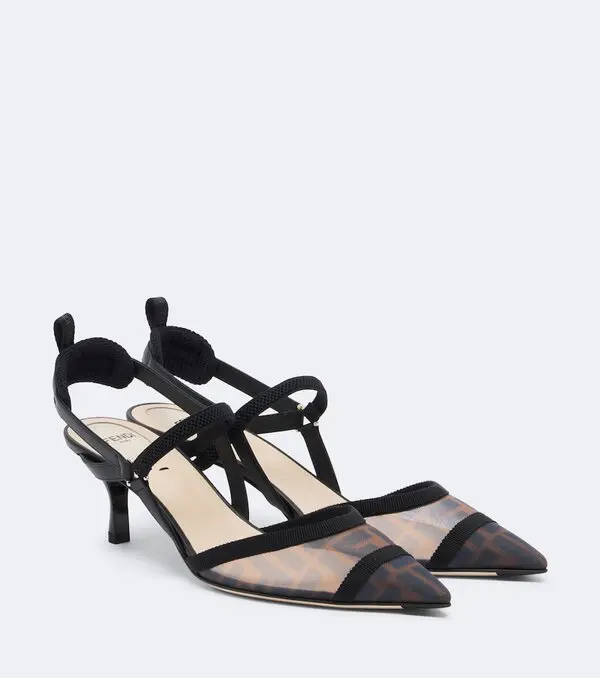 Fendi Colibrì Mesh Slingback Pumps - Black