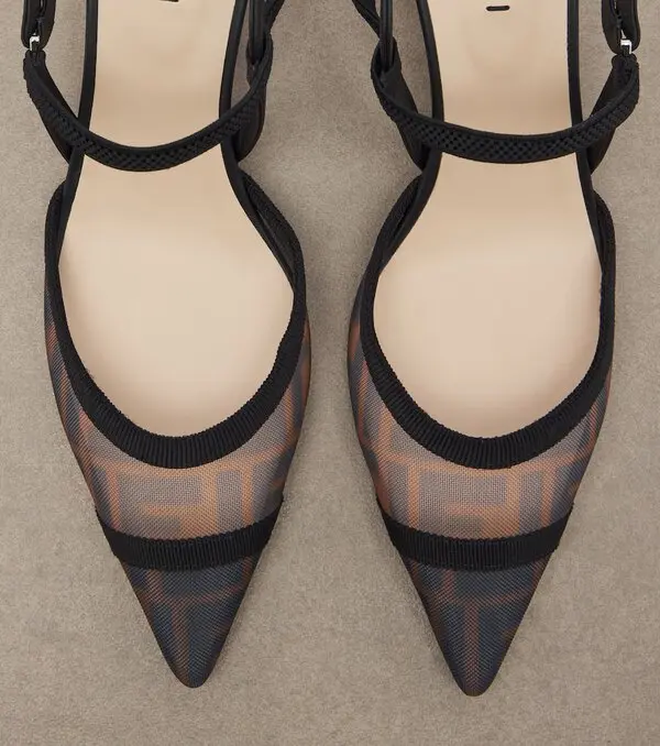 Fendi Colibrì Mesh Slingback Pumps - Black