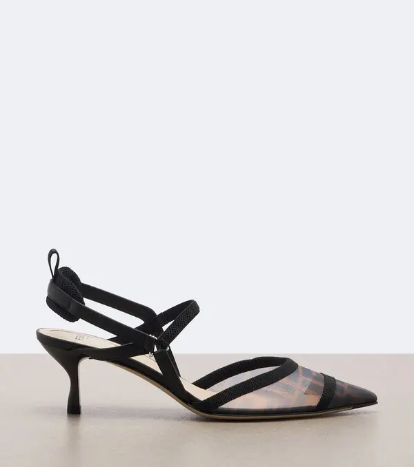 Fendi Colibrì Mesh Slingback Pumps - Black