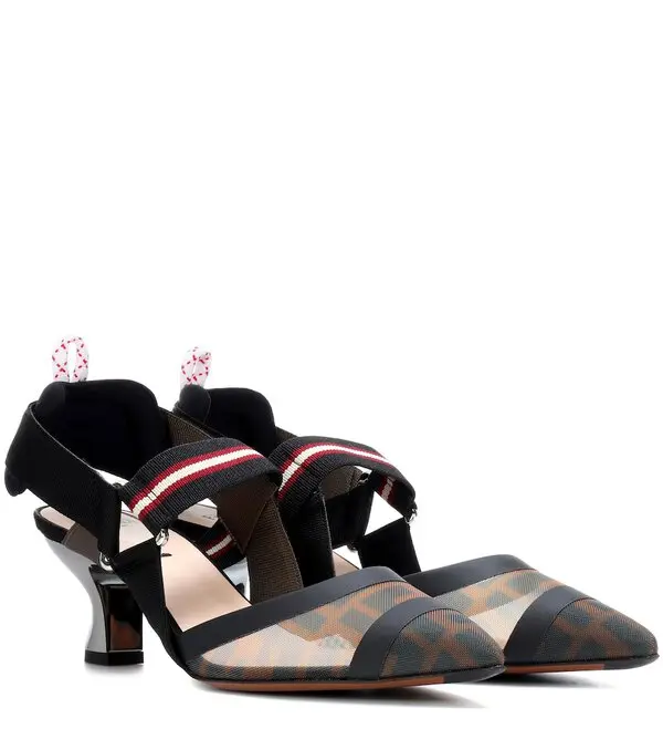 Fendi Colibrì Mesh Slingback Pumps - Brown