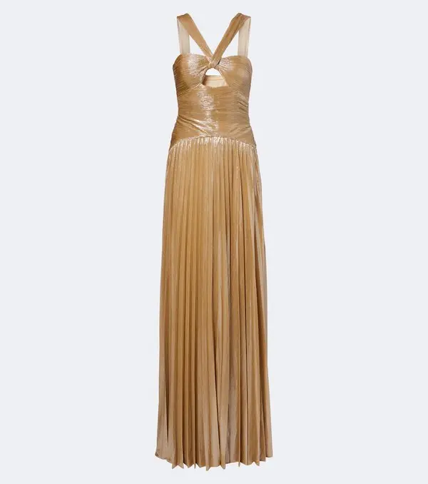 Retrofete Solace Plissé Halterneck Gown - Gold