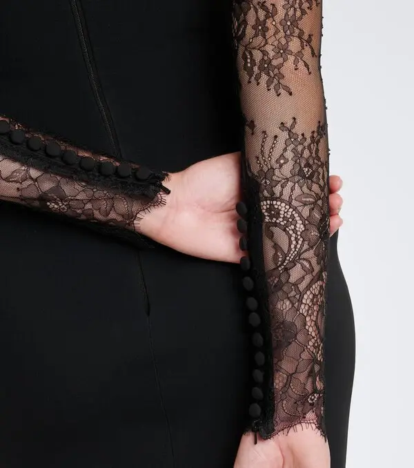 Elie Saab Lace-trimmed Cady Gown