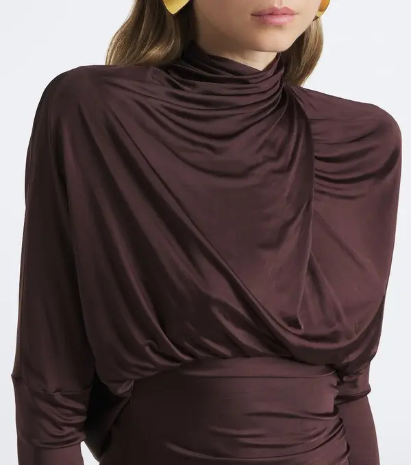 Balmain Draped Jersey Maxi Dress