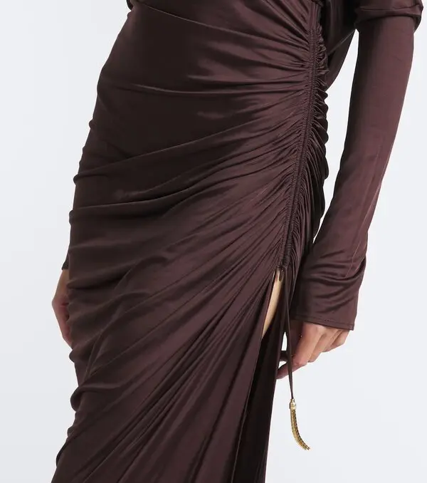 Balmain Draped Jersey Maxi Dress