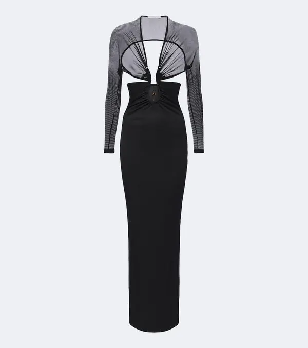 Christopher Esber Orbit Cutout Embellished Maxi Dress - Black