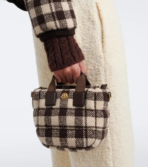 Moncler Caradoc Mini Checked Canvas Tote Bag