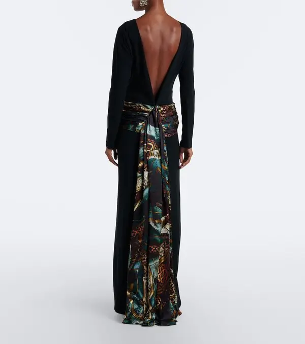 Dries Van Noten Paneled Draped Gown