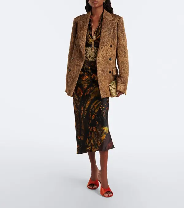 Dries Van Noten Floral Silk Satin Slip Skirt
