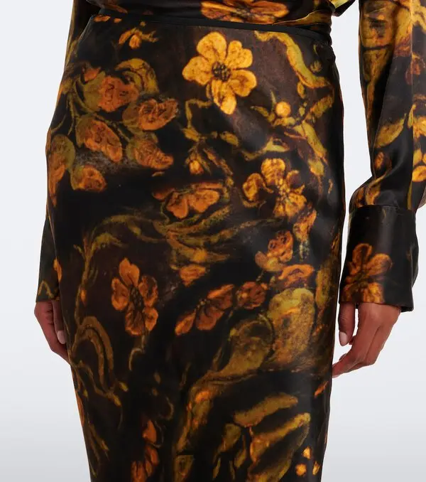 Dries Van Noten Floral Silk Satin Slip Skirt