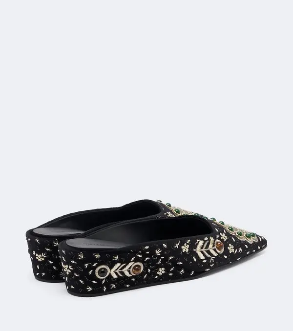 Zimmermann Atelier Embellished Velvet Wedge Mules