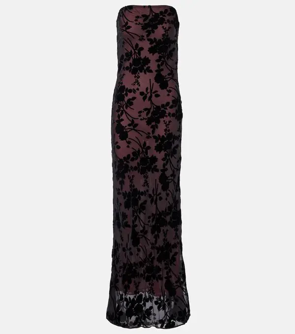 RODARTE Floral Devoré Velvet Gown - Black