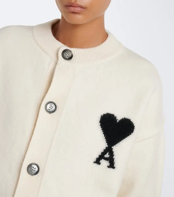 AMI Paris De Coeur Virgin Wool Cardigan