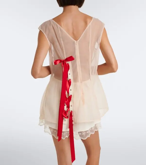 Simone Rocha Unraveling Bow-detail Sheer Top
