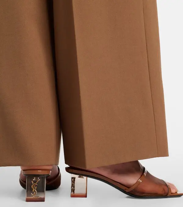 Saint Laurent Sip Leather-trimmed Mesh Mules