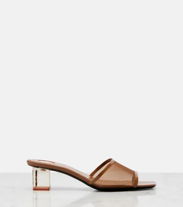 Saint Laurent Sip Leather-trimmed Mesh Mules
