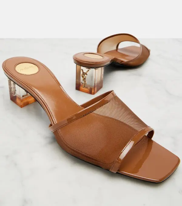 Saint Laurent Sip Leather-trimmed Mesh Mules
