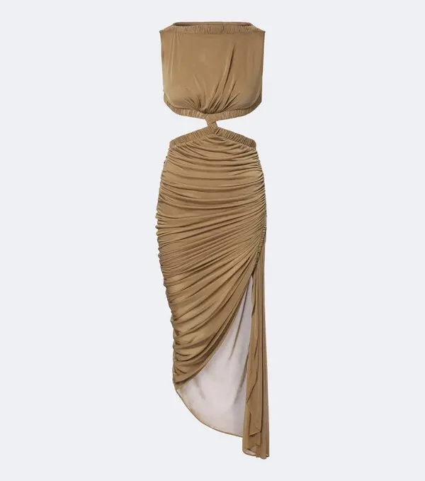 Christopher Esber Theia Cutout Draped Asymmetric Midi Dress