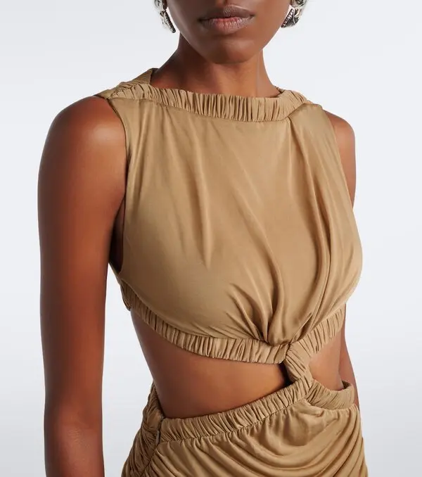 Christopher Esber Theia Cutout Draped Asymmetric Midi Dress