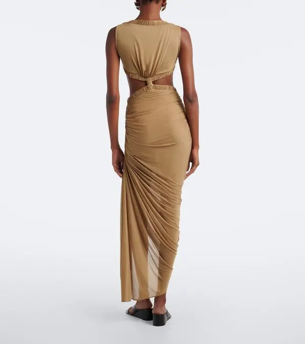 Christopher Esber Theia Cutout Draped Asymmetric Midi Dress