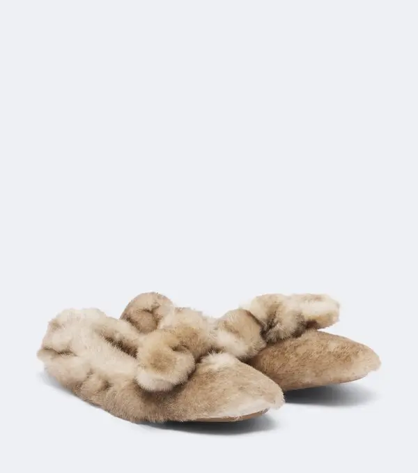 Zimmermann Carousel Shearling Ballet Flats - Beige