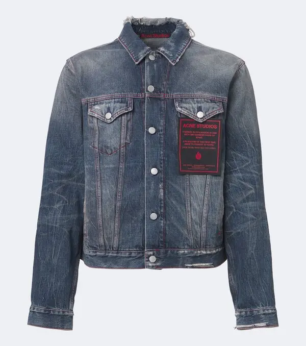 Acne Studios Re-edition Distressed Faded Denim Jacket - Blue