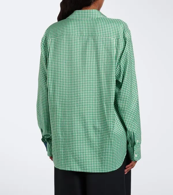 Loewe Double L Gingham Silk Twill Shirt - Green