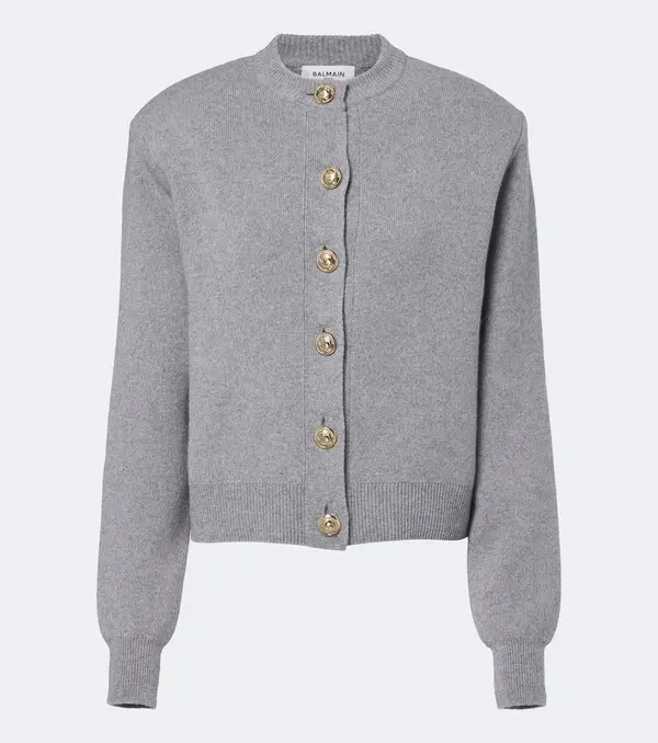Balmain Cashmere And Wool Cardigan - Grey