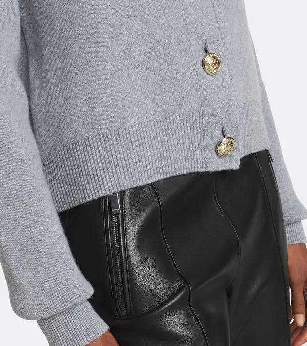 Balmain Cashmere And Wool Cardigan - Grey