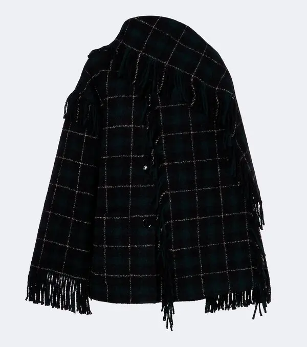 TOTEME Fringed Checked Wool-blend Coat