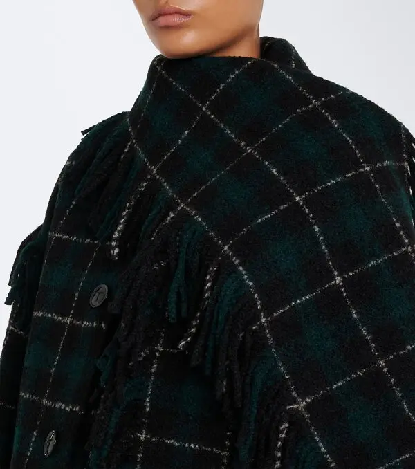 TOTEME Fringed Checked Wool-blend Coat