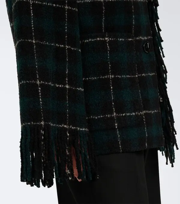 TOTEME Fringed Checked Wool-blend Coat