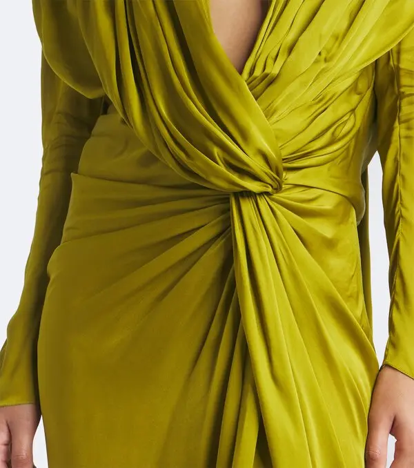 Balmain Draped Silk Satin Maxi Dress