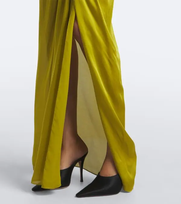Balmain Draped Silk Satin Maxi Dress
