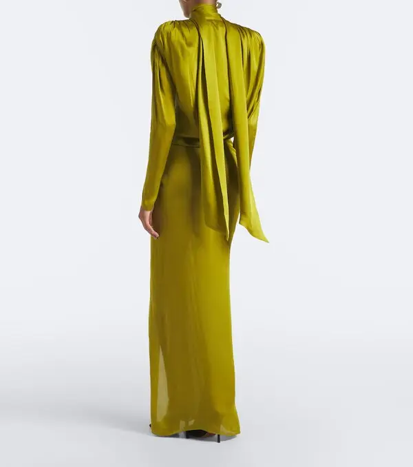 Balmain Draped Silk Satin Maxi Dress