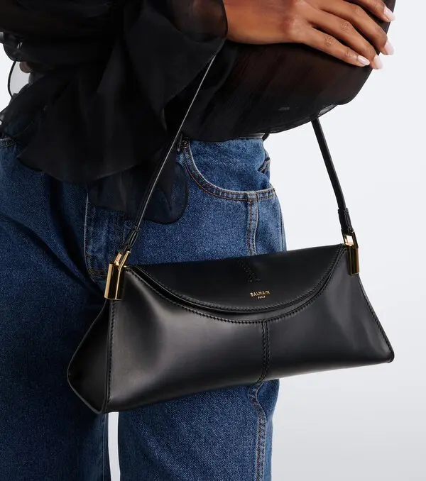 Balmain 64-83 Small Leather Shoulder Bag