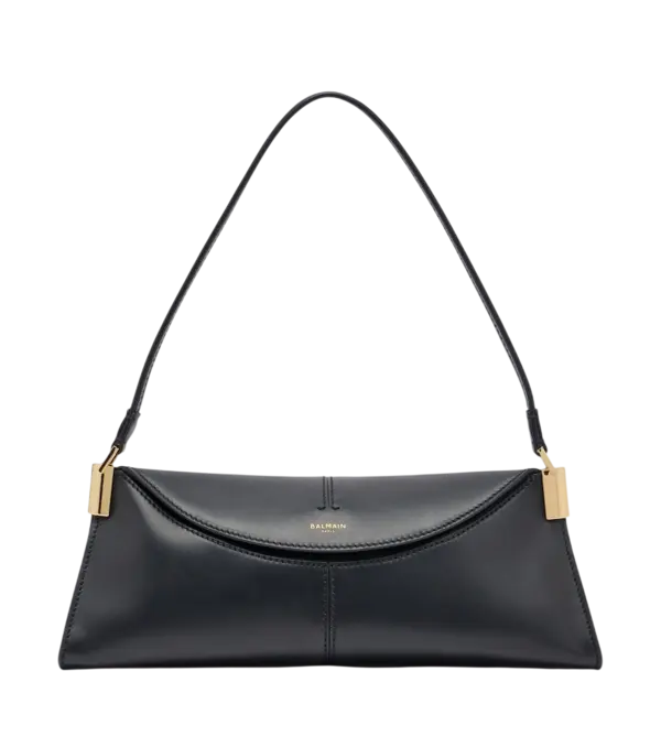 Balmain 64-83 Small Leather Shoulder Bag - Black
