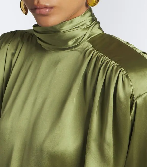Balmain Belted Silk Satin Top