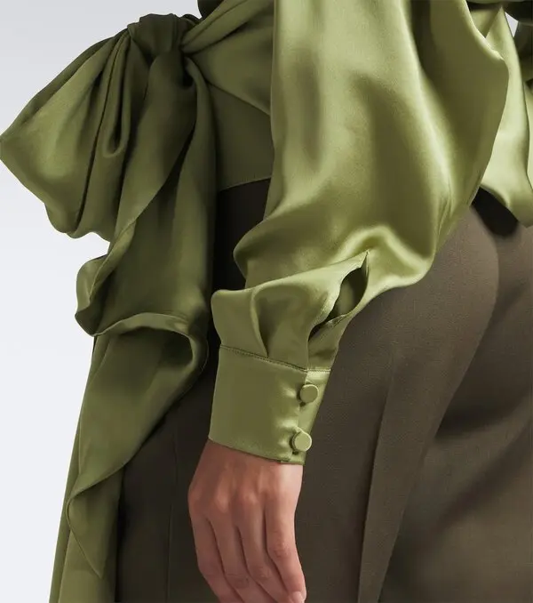 Balmain Belted Silk Satin Top