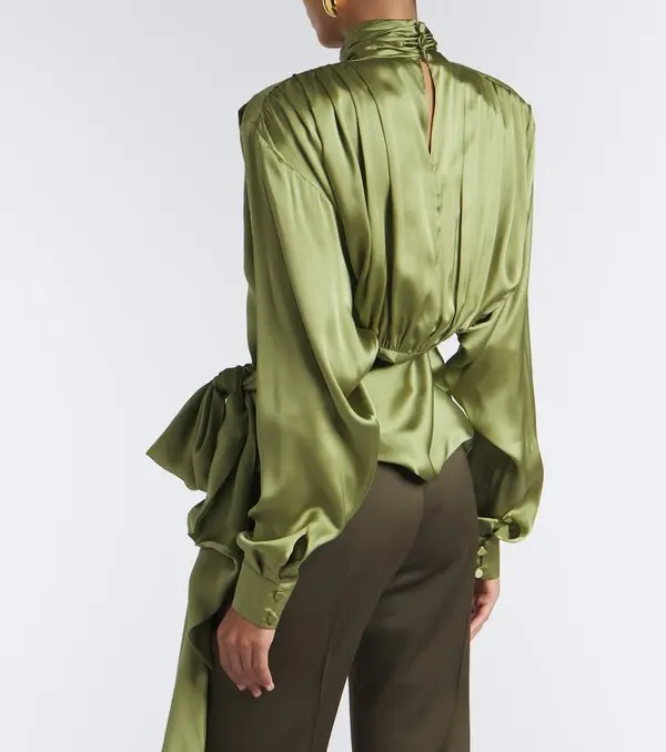 Balmain Belted Silk Satin Top
