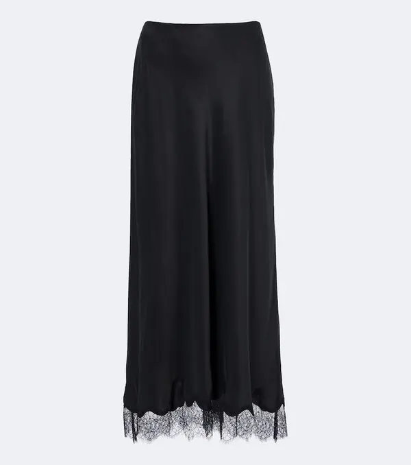 Velvet By Graham & Spencer Kristin Lace-trimmed Silk Maxi Skirt - Black