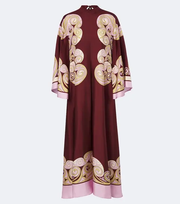 La DoubleJ Kells Swirl Silk Satin Maxi Dress