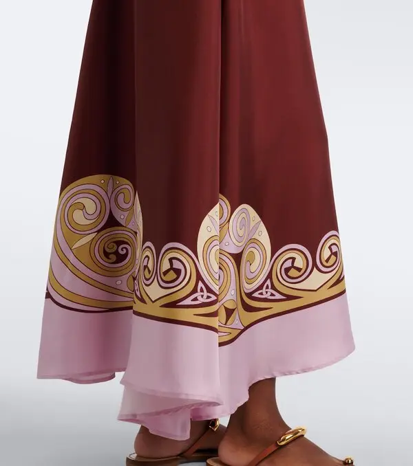 La DoubleJ Kells Swirl Silk Satin Maxi Dress