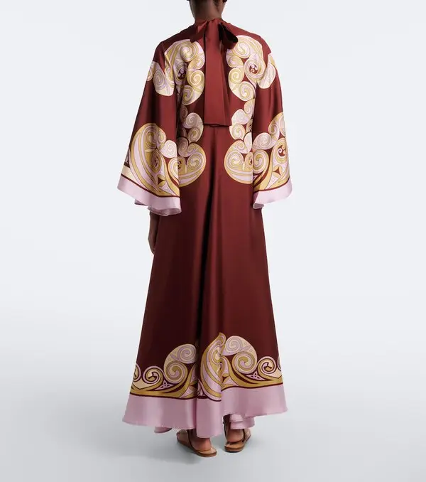 La DoubleJ Kells Swirl Silk Satin Maxi Dress